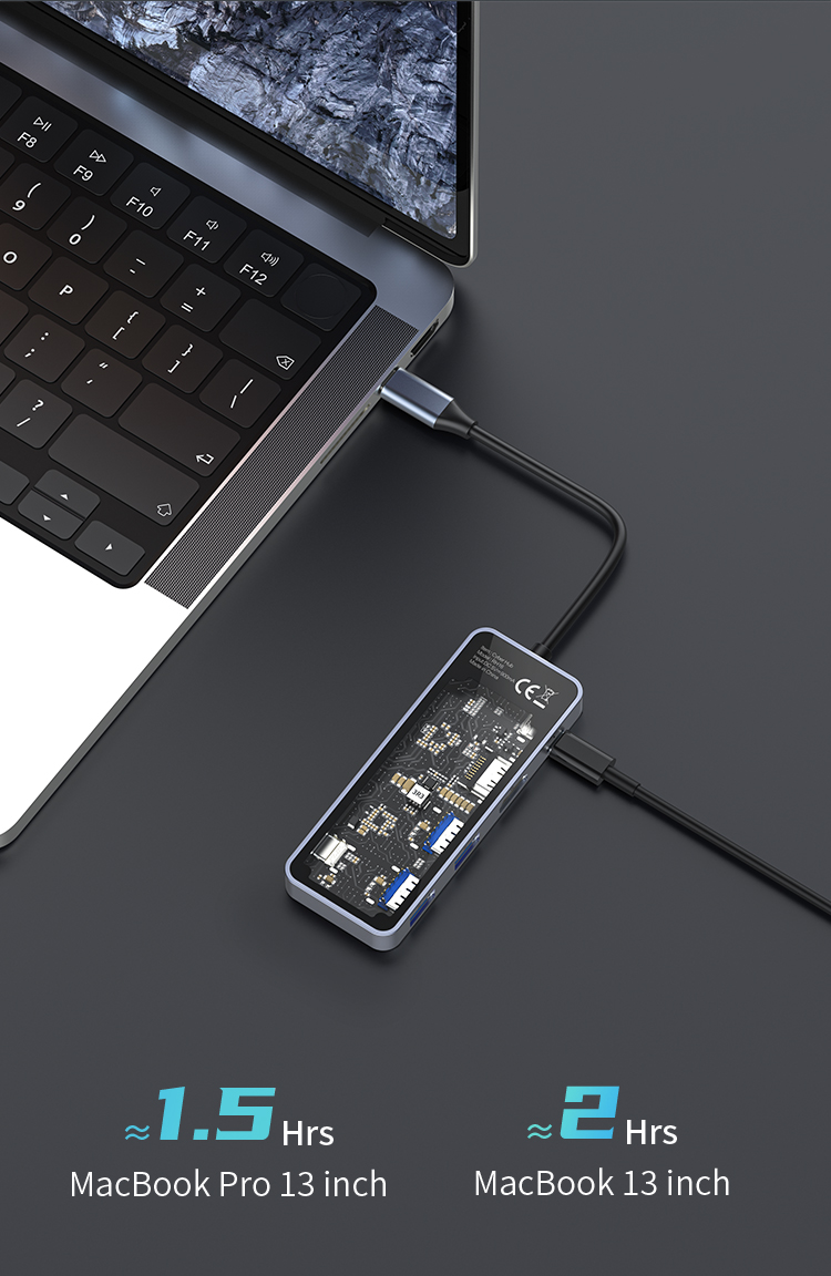 Recci 5 in 1 Hub Transparent Design RH16