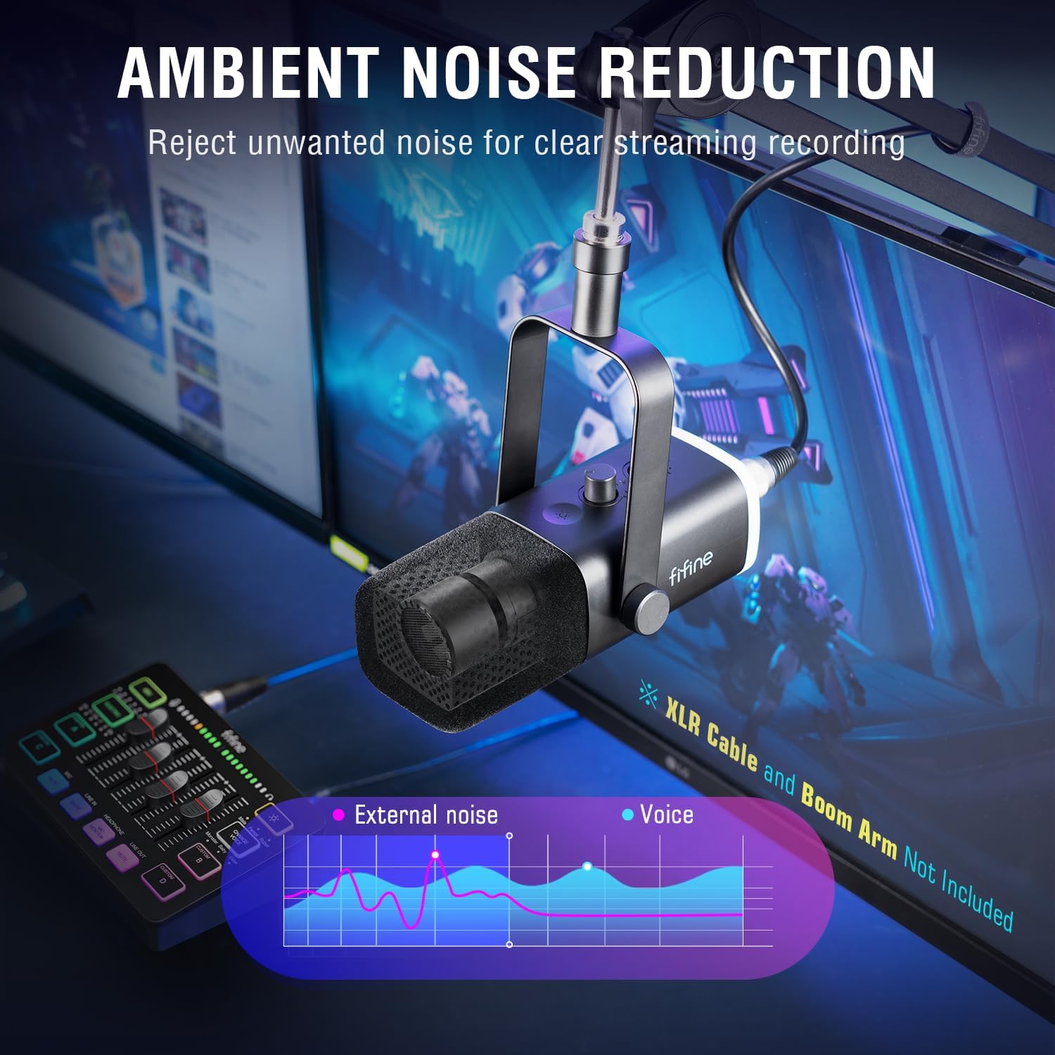 FIFINE AMPLIGAME AM8 USB/XLR Dynamic Microphone with RGB Light